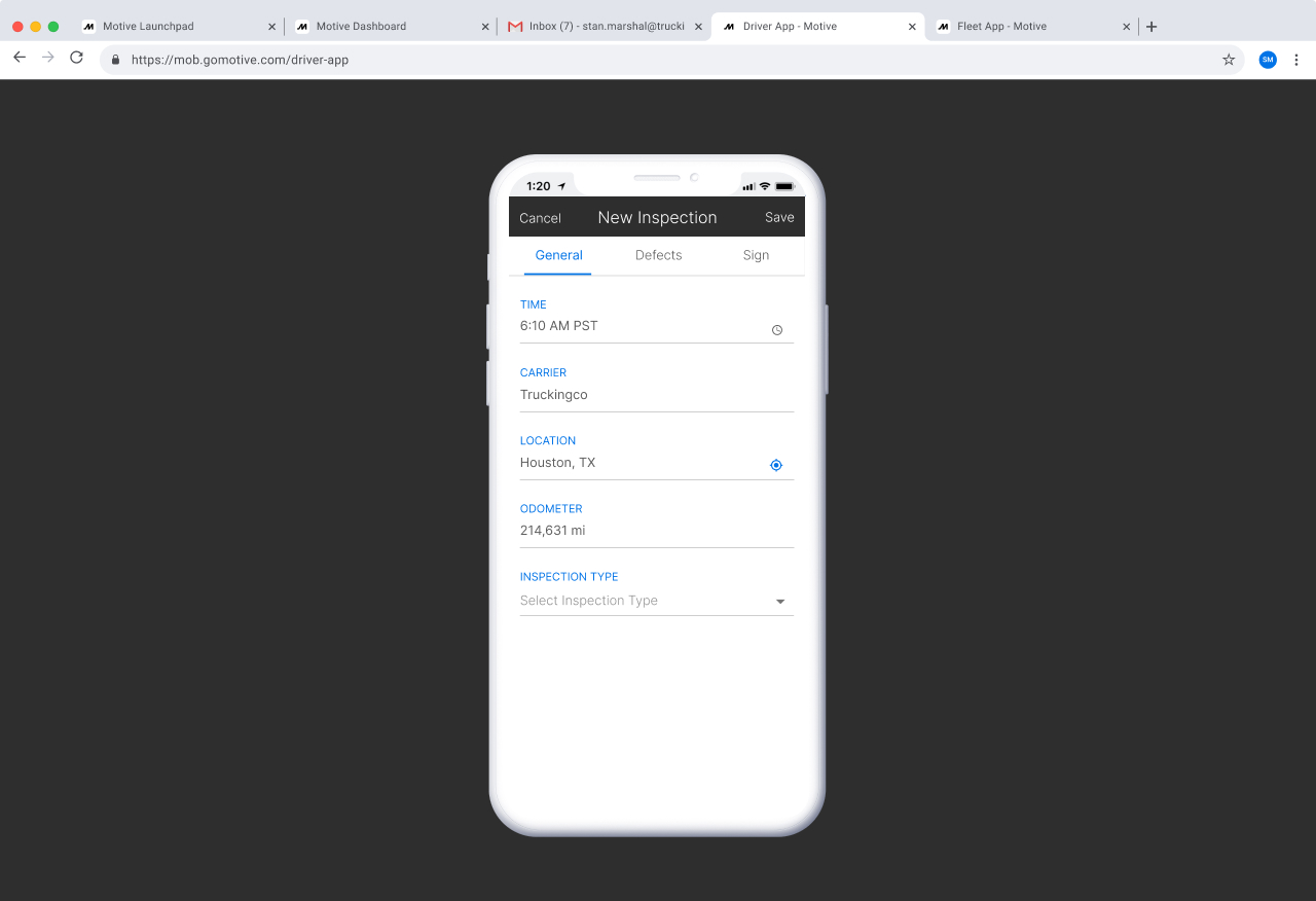 The redesigned Motive electronic logbook app | Motive