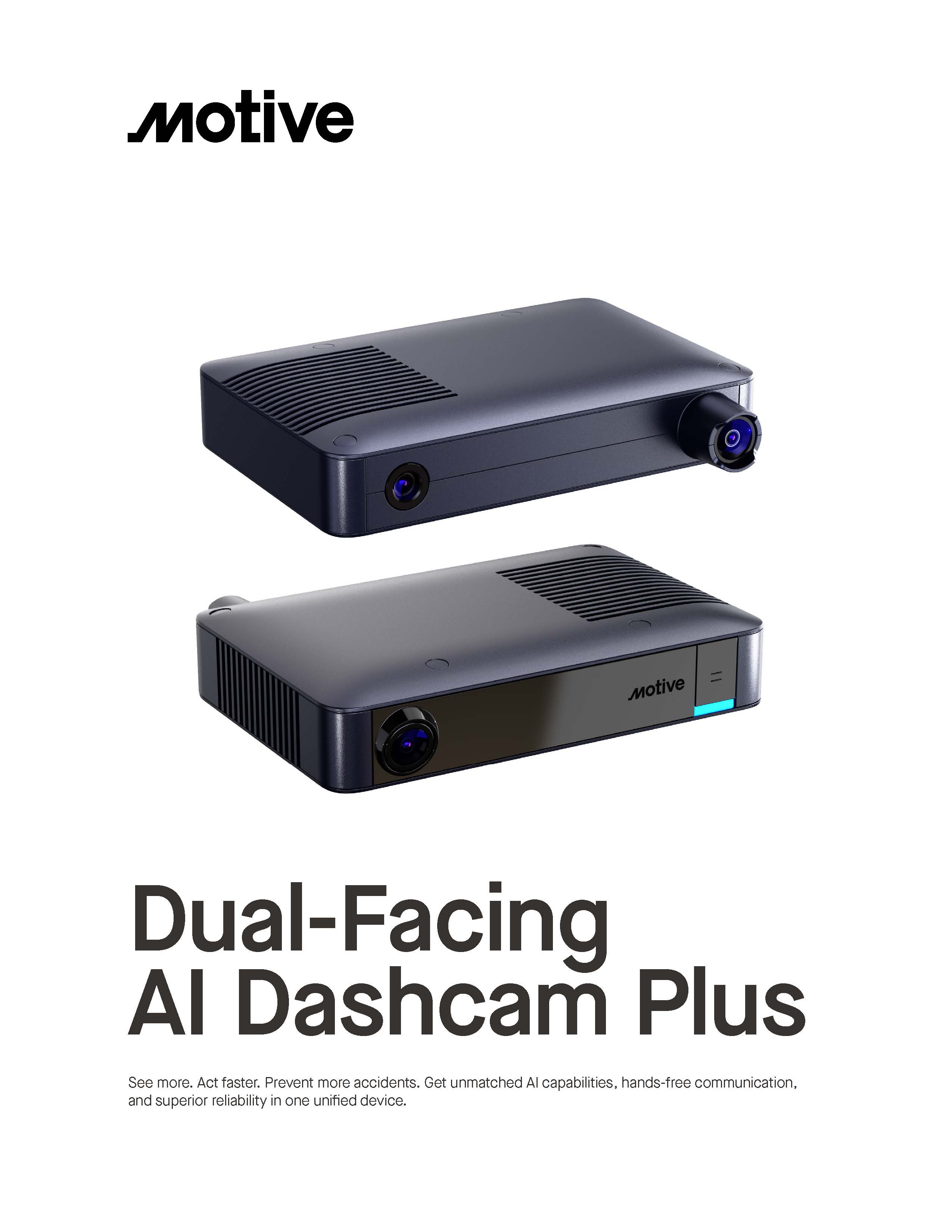 Spec Sheet | Dual Facing AI Dashcam Plus | Motive